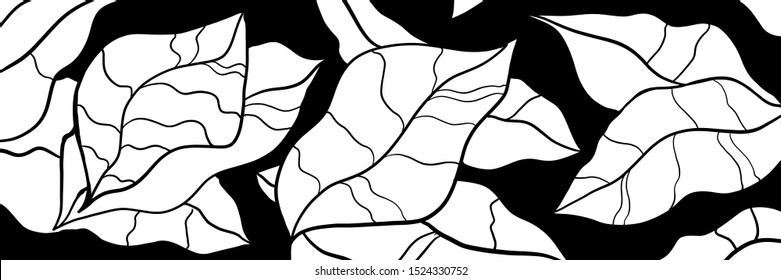 Linear Graphics Sketch Line Composition Leaves Stock Illustration ...