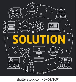 Linear Illustration Dark Background Solution Stock Illustration ...
