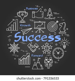 Linear Round Concept Success Thin Line Stock Illustration 791336533 ...