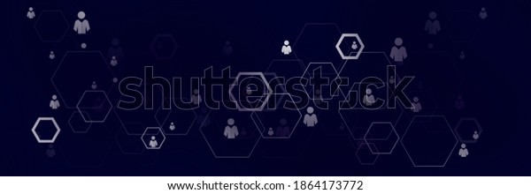 Linked abstract white human.Headline background.
