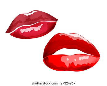Female Lips Red Lipstick Emotion Disgust Stock Vector (Royalty Free ...
