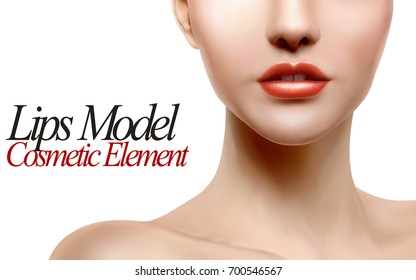 Lips Model Portrait Close Look Glamorous Stock Vector (Royalty Free ...