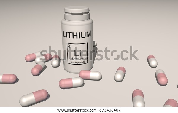 Lithium Supplements Bottle Capsules 3d Rendering Stock Illustration ...