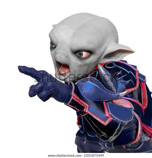 Little Alien Warrior Doing Argument Pose Stock Illustration 2201875449 ...