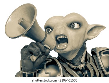 Little Alien Warrior Protesting Screaming On Stock Illustration ...