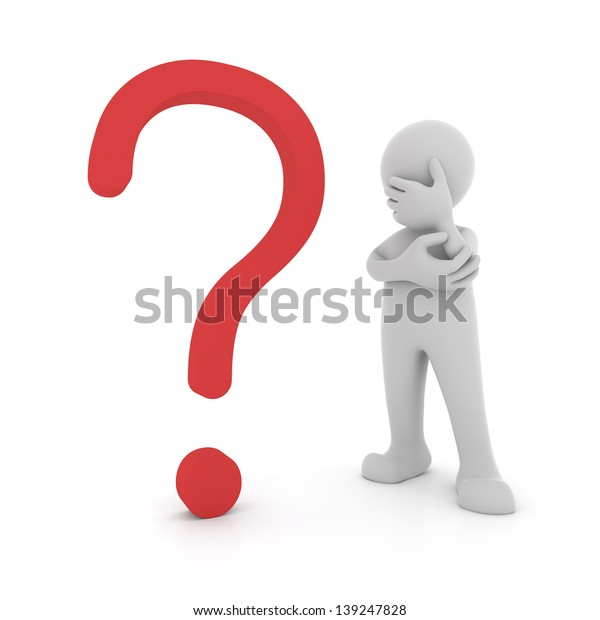 Little Man Thinking Looking White Background Stock Illustration ...