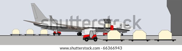 Loading Cargo Aircraft Stock Illustration 66366943