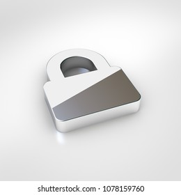 Lock Icon 3d Render Chrome Lock Stock Illustration 1078159760 ...