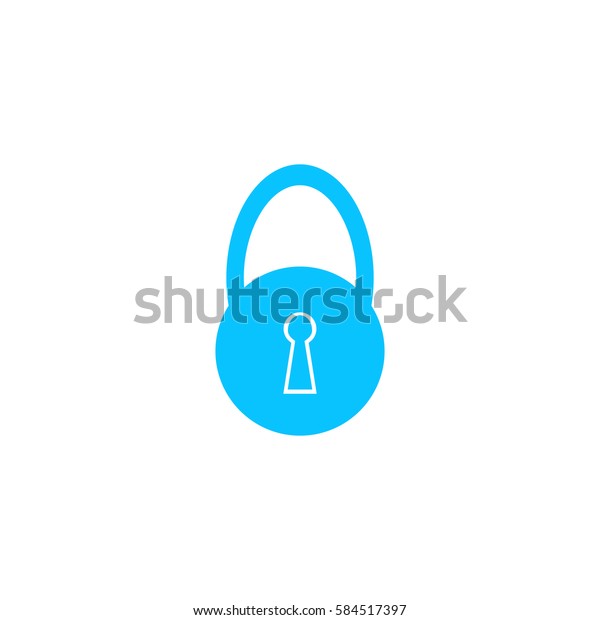 Lock Icon Flat Simple Blue Pictogram Stock Illustration 584517397