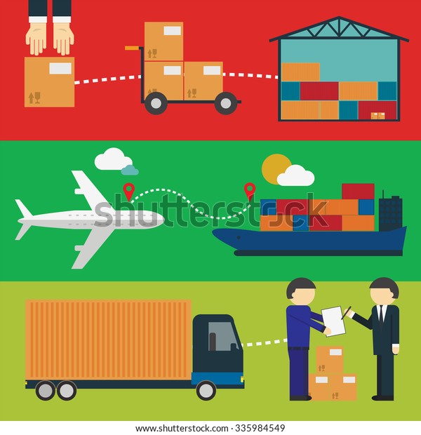 Logistic Infographics Set Process Delivery Abstract Stock Illustration ...