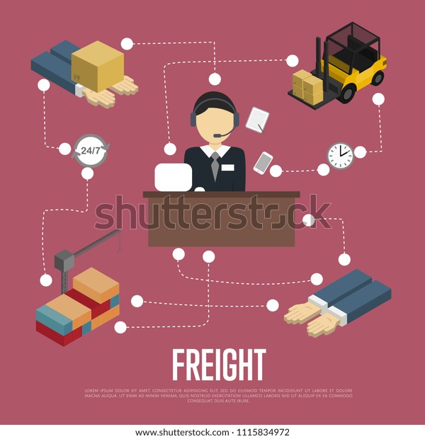 Logistics Freight Shipment Flowchart Isometric Illustration Stock ...