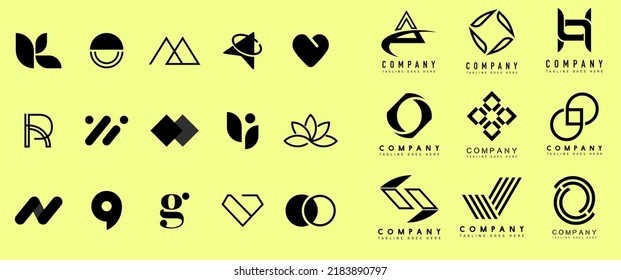 Logo Set Black White Simple Logo Stock Illustration 2183890797 ...