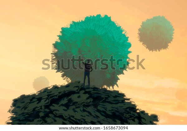 Lonely Human Infinite Space Object Floating Stock Illustration ...