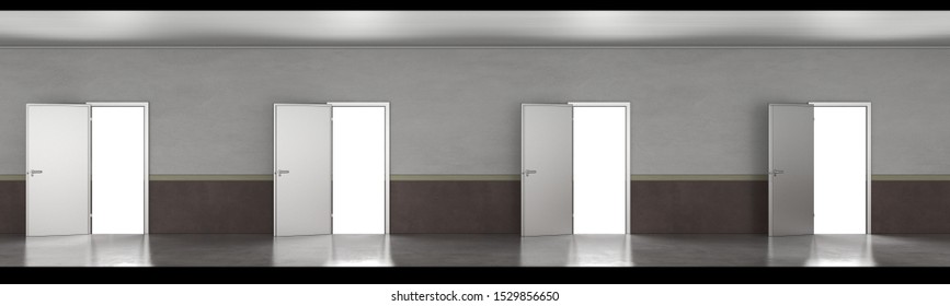Long Corridor Doors Interior Visualization 3d Stock Illustration ...