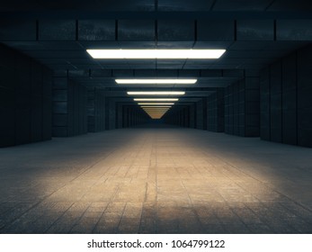 Long Dark Corridor Interior Light Glow Stock Illustration 1064799122 ...