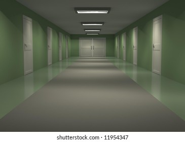 Long Empty 3d Hall Interior Green Stock Illustration 11954347 ...