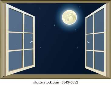 Look Moon Thru Opened Window Stock Illustration 334345352 | Shutterstock