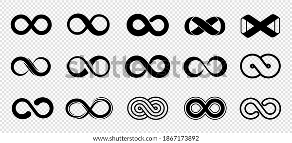 Loop Symbols Infinity Icons Set Black Stock Illustration 1867173892 ...