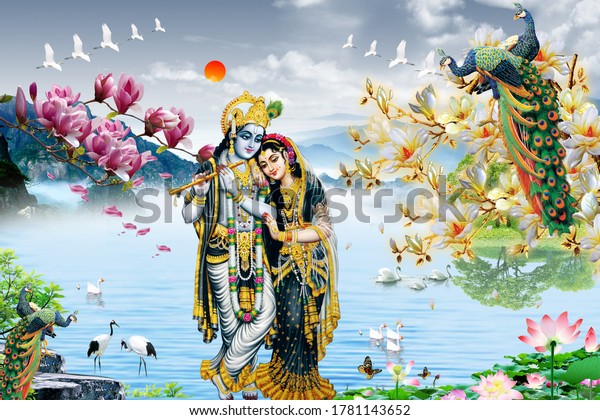 Lord Krishna Wallpaper Background Rendering 3d Stock-illustration ...