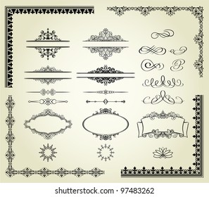 Set Vintage Vector Line Elements Calligraphic Stock Vector (Royalty ...