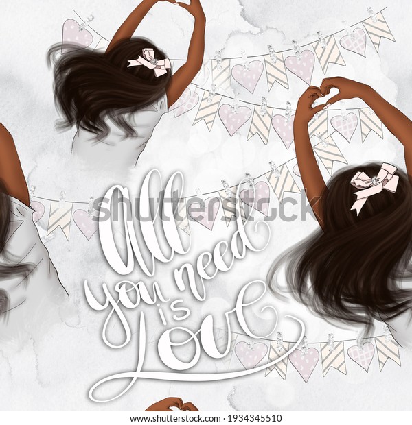 Love Scenes Pattern Background Hand Drawn Stock Illustration 1934345510 ...
