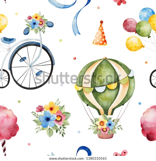 Lovely Circus Patternseamless Texture Cute Air : illustration de stock ...