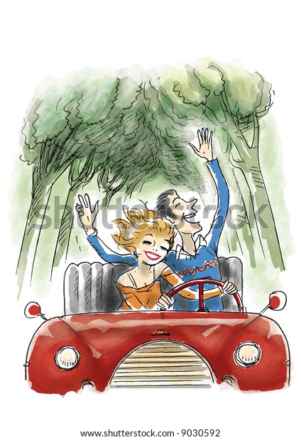 Lovers Car Stock Illustration 9030592