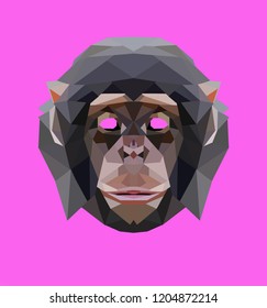 Low Poly Chimpanzee Monkey Face Illustration Stock Illustration ...