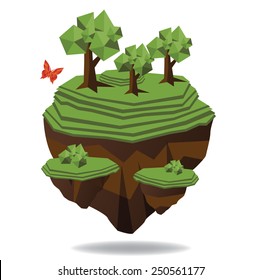 Low Poly Floating Chunk Earth Royalty Stock Illustration 250561177 ...