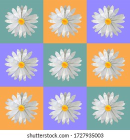 Low Poly Flower Pattern Design White Stock Illustration 1727935003 ...
