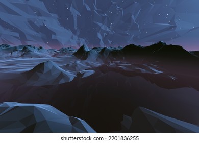Low Poly Mountains Night Landscape 3d Stock Illustration 2201836255 ...