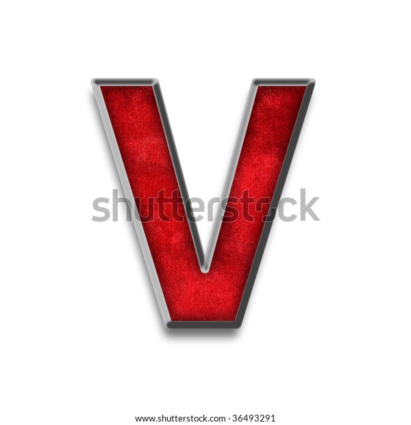 Lowercase V Red Texture Metallic Silver: ilustrações stock 36493291 ...