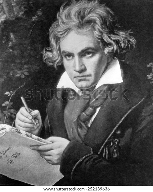 Ludwig Van Beethoven Portrait By J Stock Illustration 252139636