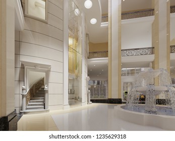 Luxury Lobby Interior 3d Rendering Stock Illustration 1235629318 ...