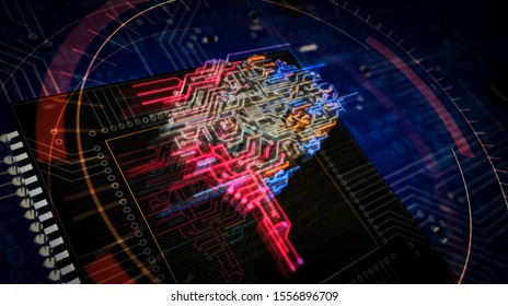 Machine Learning Futuristic 3d Rendering Illustration Stock ...
