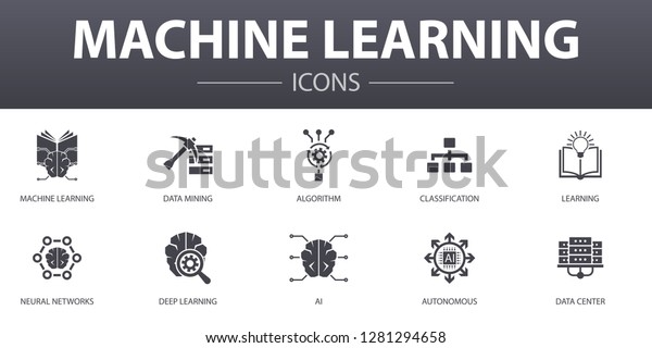 Machine Learning Simple Concept Icons Set Stock Illustration 1281294658 ...