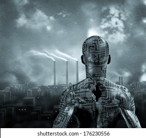 Machine Man Stock Illustration 176230556