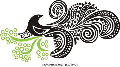 Magic Bird Pattern Illustration Stock Illustration 150726974