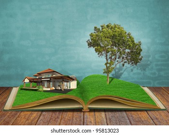 Magic Book House Tree Stock Illustration 95813023