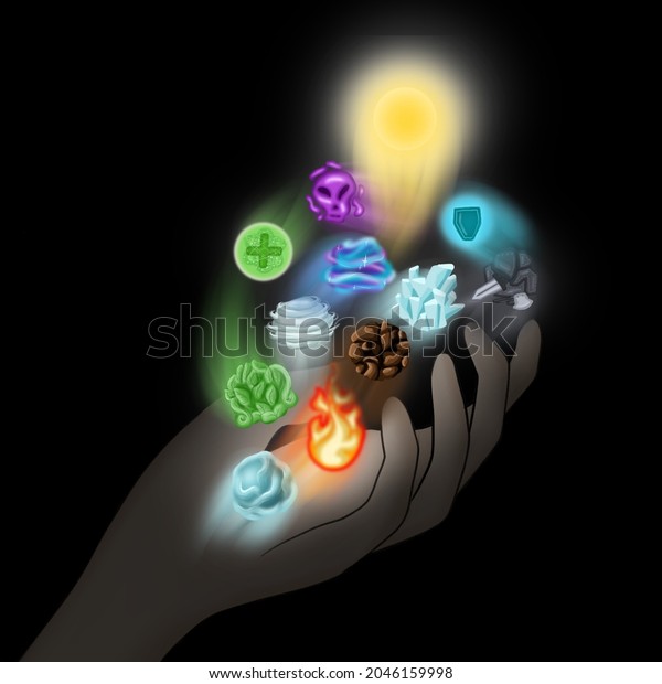Magic Fire Water Earth Light Wind Stock Illustration 2046159998 ...