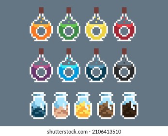 Magic Flasks Bottles Games Pixel Art Stock Illustration 2106413510
