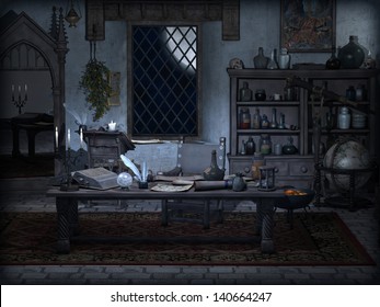 Magic Room Table Mirror Cabinets Stock Illustration 140664247 ...
