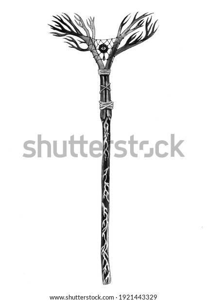Magic Staff Branches Eye Stock Illustration 1921443329 | Shutterstock