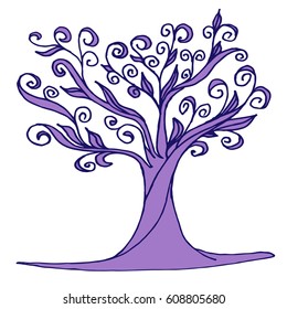 Magic Tree Blue Drawing Stock Illustration 608805680