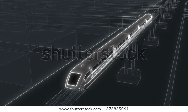 Maglev Magnetic Levitation Train Sci Fi Stock Illustration 1878885061 ...