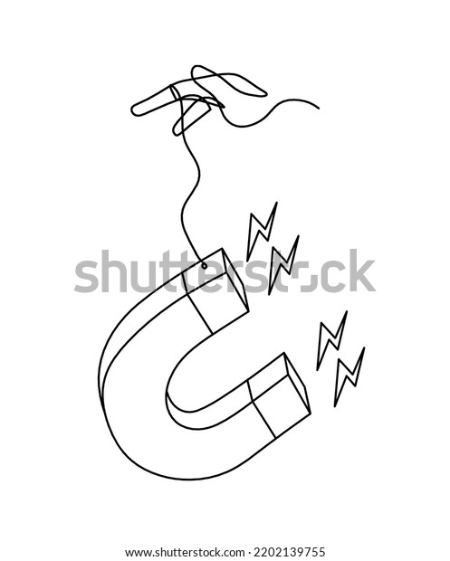Magnet Hand Line Drawing On White Stock Illustration 2202139755 ...