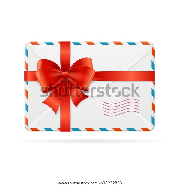 Mail Envelope Delivery Red Bow Ribbon Stock Illustration 696932833