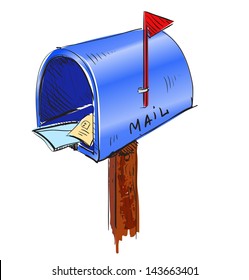 Green Mailbox Cartoon Icon Sketch Fast Stock Vector (Royalty Free) 93623869