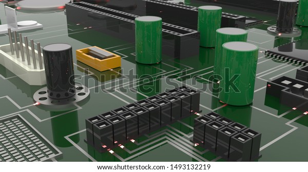 Mainboard Chips Perspective View 3d Render Stock Illustration ...
