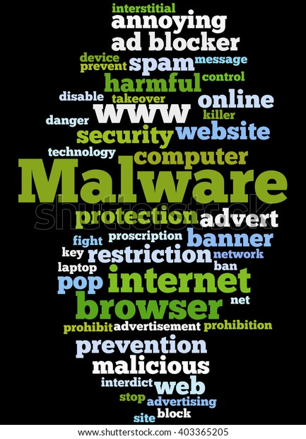 Malware Word Cloud Concept On Black Stock Illustration 403365205 ...
